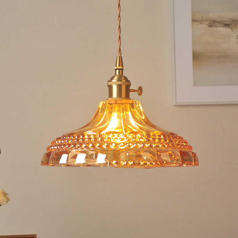 Lustre En Verre De Café En Laiton Vintage | Mode Vintage