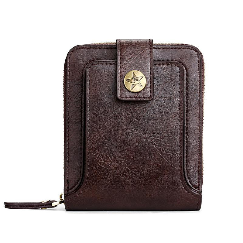 Portefeuille compact multifonctionnel vintage à trois volets | Mode Vintage